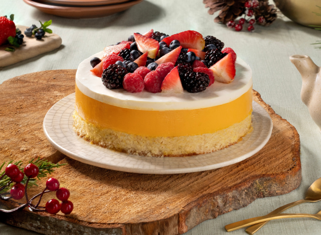 Pastel de frutos rojos con flan de vainilla - Rexal